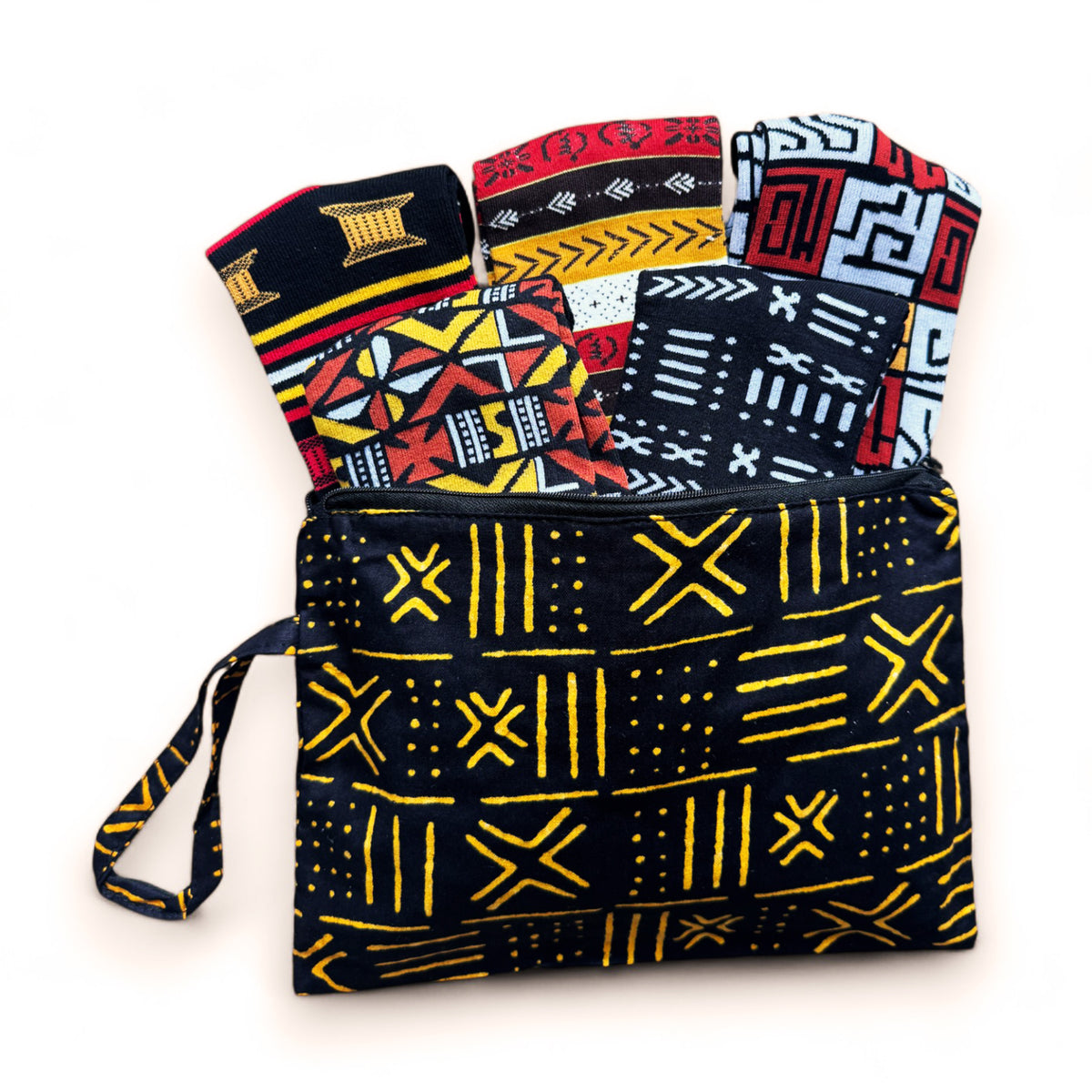 African socks / Afro socks set UKI in pouch - Set of 5 pairs – AfricanFabs