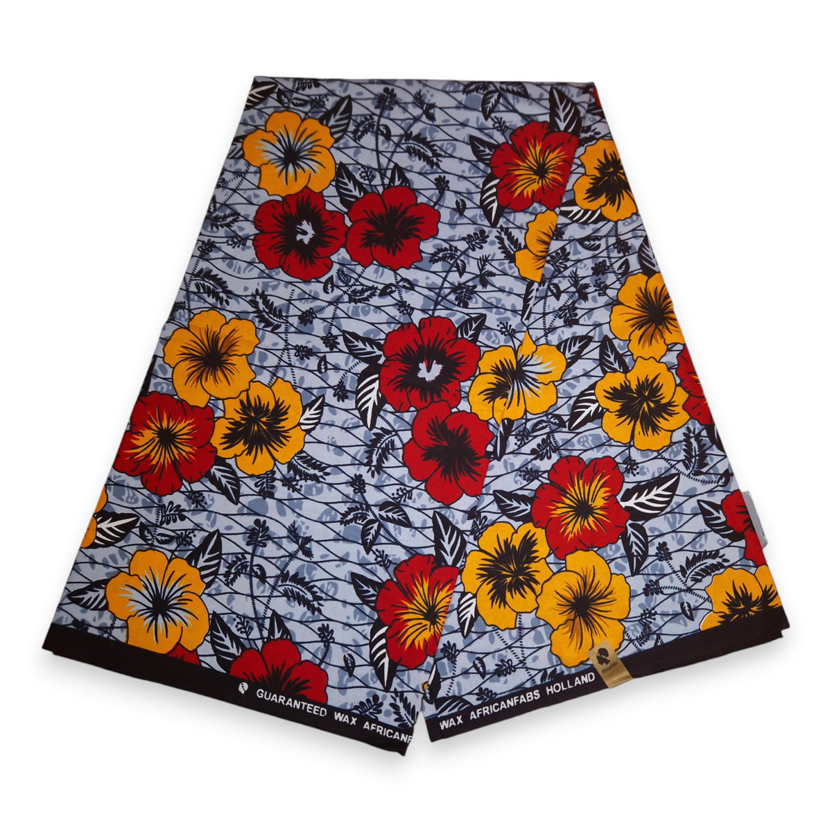 African print fabric - Light Grey Flowers - 100% cotton – AfricanFabs