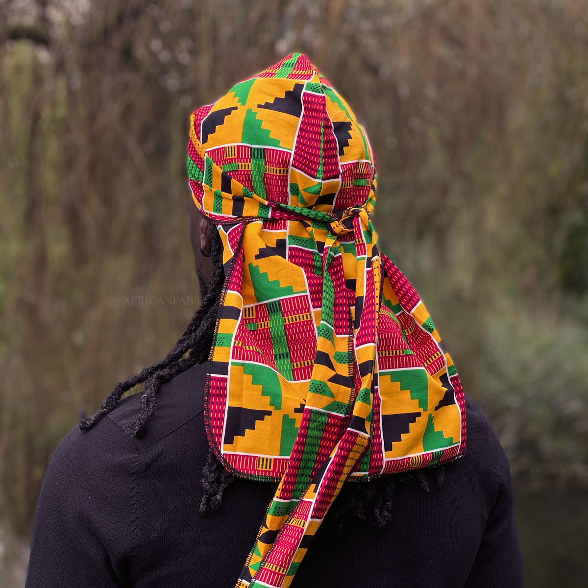 Durag / Du-rag / Do-rag / Bandana - Unisex - Orange / green Kente ...