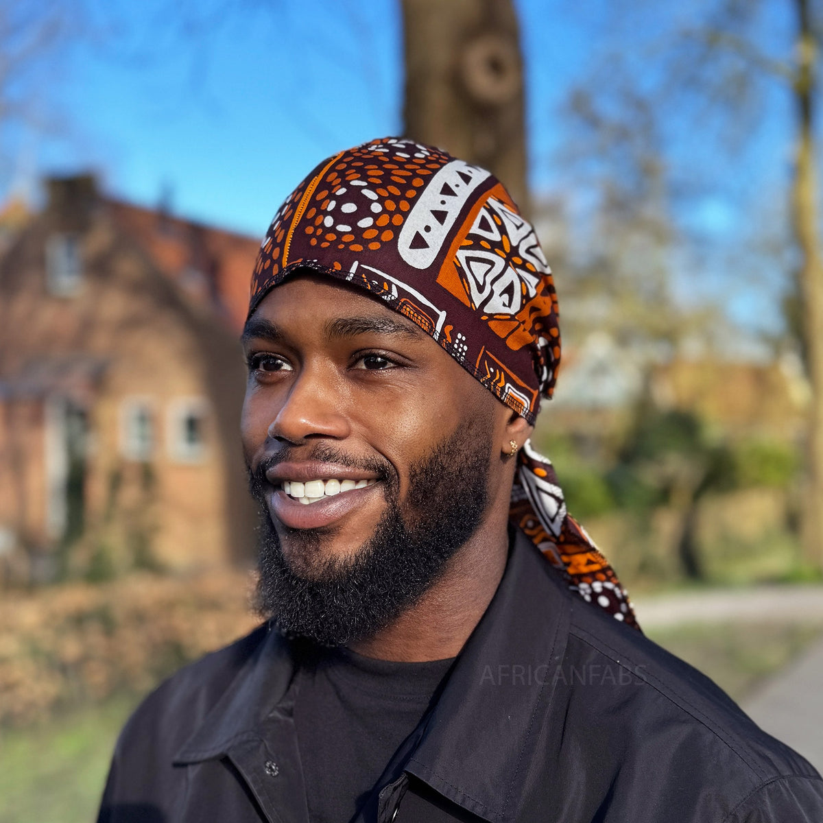 Durag / Du-rag / Do-rag / Bandana - Unisex - Brown Patterns Bogolan ...