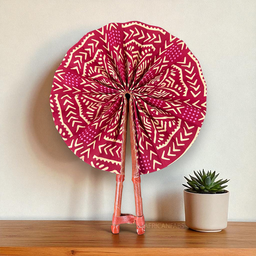 African Hand fan - Ankara print Hand fan - Kobe - Red – AfricanFabs