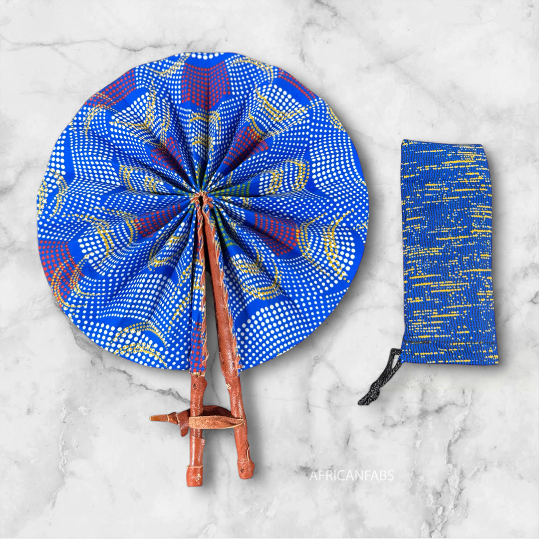 African Hand fan - Ankara print Hand fan - Ekow - Blue – AfricanFabs