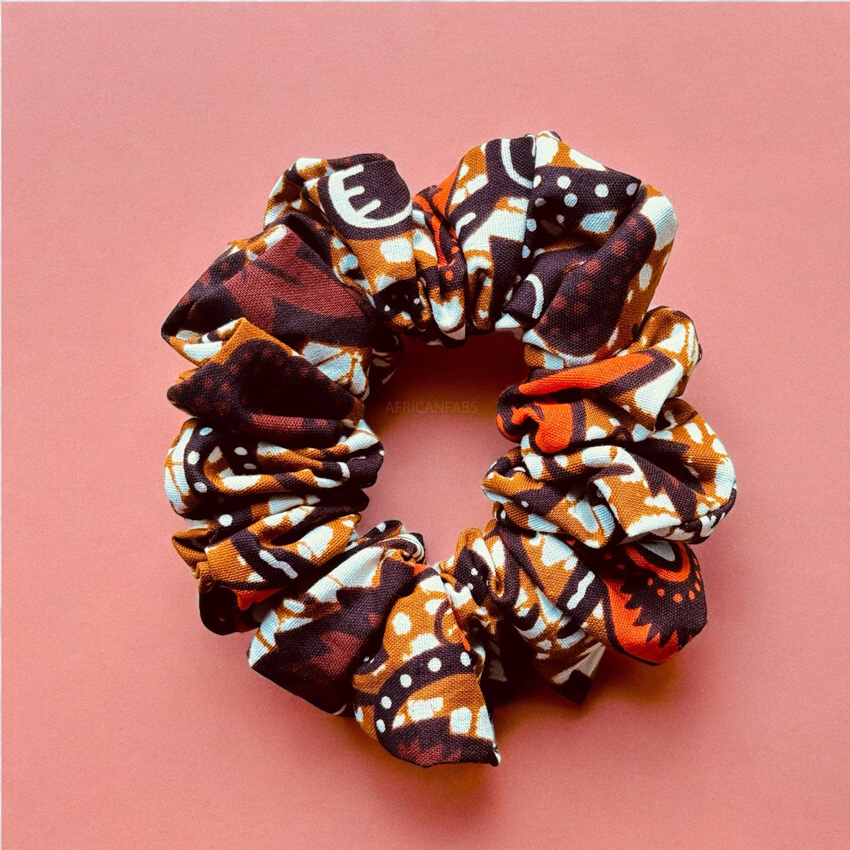 African print Scrunchie - Hair Accessories - Brown – AfricanFabs