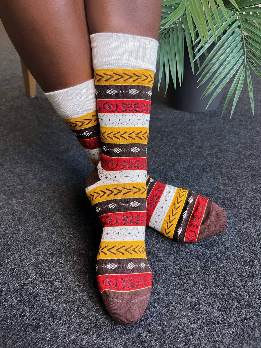 African socks / Afro socks set NKEM in pouch - Set of 5 pairs – AfricanFabs