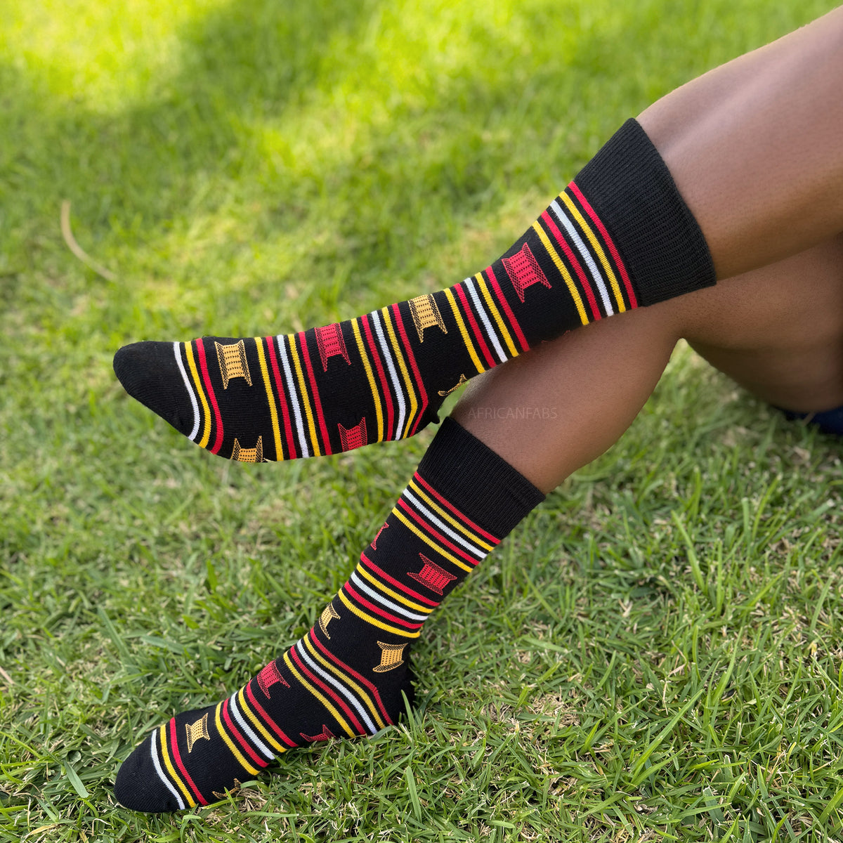 African socks / Afro socks / Kente socks - Black Red Yellow – AfricanFabs