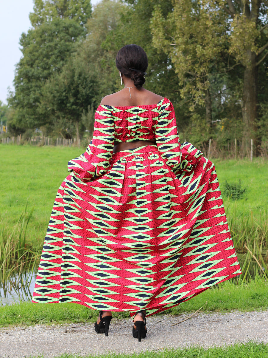 African Print Red Pencil Crop Top – AfricanFabs